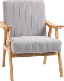 Křeslo HOMCOM Čalouněné křeslo s područkami Křeslo do obývacího pokoje Relaxační křeslo Scandi design Nohy z gumového dřeva Světle šedá barva do obýv…