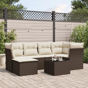 7dílná zahradní sedací souprava s poduškami hnědá polyratan 3217963