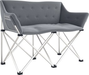 Skládací křeslo Outsunny pro 2 osoby, přenosné campingové křeslo s opěrkami a boční kapsou, venkovní skládací křeslo s nosností až 240 kg, lehce polst
