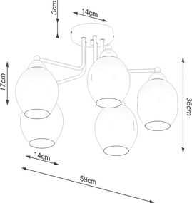 Černé stropní svítidlo se skleněným stínidlem 59x59 cm Garten – Sollux