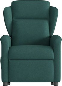 Zvedací masážní polohovací křeslo tmavě zelené textil 3303150