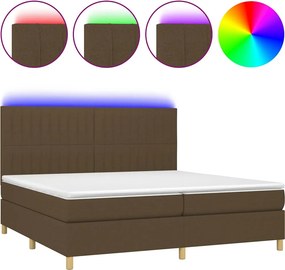Box spring postel s matrací a LED tmavě hnědá 200x200 cm textil 3135624