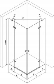 Mexen Roma Duo, sprchový kout 90 (dveře) x 80 (dveře) cm, 6mm čiré sklo, černý profil + sprchová vanička, 854-090-080-70-02-4010B