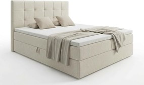Čalouněná postel boxspring DIRELIS VIBE 140x200 cm krémová Matrace: Matrace Bonell pružinová
