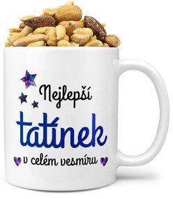 Hrnek Nejlepší tatínek ve vesmíru (Náplň hrníčku: Směs slaných oříšků)