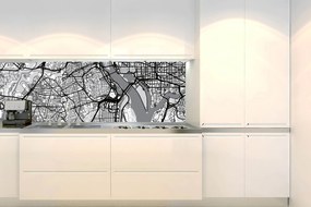 DIMEX | Fototapeta do kuchyně Mapa Washingtonu D.C. KI-180-186 | 180 x 60 cm | černobílá