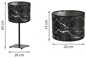 Stolní lampa WERONA 3, 1x černé textilní stínítko se vzorem, (výběr ze 4 barev konstrukce), S