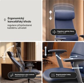Kožené kancelářské kancelářské křeslo pro ředitele modré: COMMAND