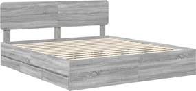 Rám postele s čelo Šedá Sonoma 200 x 200 cm Dřevěný materiál 3412155