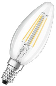 3ks průhledná LED žárovka svíčka E14 4W BASE teplá bílá