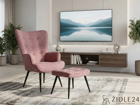 Relaxační křeslo s podnožkou AIRO - růžová látka