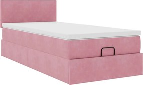 Osmanská postel s matrací &amp; LED růžová 80x200cm samet 3312517