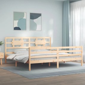 Rám postele s čelem 200 x 200 cm masivní dřevo,  3194461