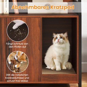 Costway Skříň pro kočky s nabíjecí stanicí na knihy 3 rovná – 80 × 40 × 132 cm