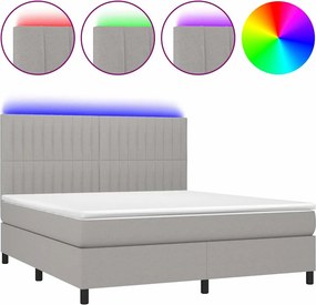 Box spring postel s matrací a LED světle šedá 180x200 cm textil 3135053