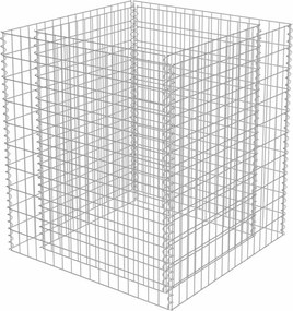 Gabionový vyvýšený záhon pozinkovaná ocel 90 x 90 x 100 cm 143556