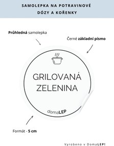 Samolepka na kořenky GRILOVANÁ ZELENINA průhledná 5 cm základní písmo