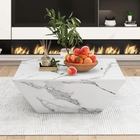 Aosom Konferenční stolek se 2 zásuvkami, lichoběžníkový 70x70 cm, Bílý