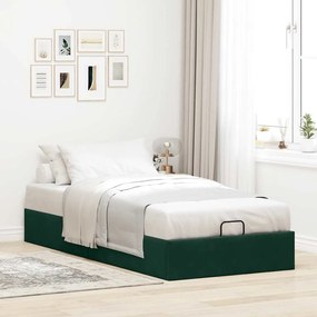 Osmanský rám postele bez matrace tmavě zelené 90x190 cm samet 3310934