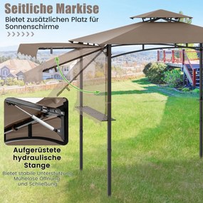 Costway Grilovací pavilon s boční markýzou dvojitá střecha 2 boční police