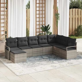 Set pohovek 8 ks Světle šedá polyratan 3346502