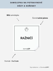 Samolepka na kořenky RAŽNIČÍ bílá 5 × 5 cm tučné písmo