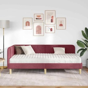 Rohový rám postele Víno Červené 90 x 200 cm textil 3394120
