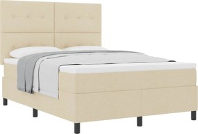 Postel s boxspringem s čelo Krémová 140 x 190 cm textil 3339390