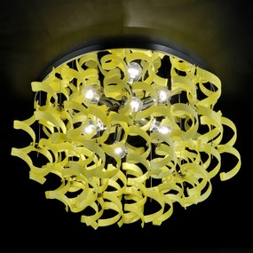 Metallux 206.370.09 Astro Yellow, stropní designové svítidlo v průměru 70cm, 4x60W, žluté sklo, chrom