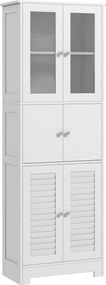 HOMCOM Sloupcový pomocný nábytek do koupelny s 6 dveřmi, nastavitelnými policemi a protiskluzovým designem moderní koupelnová skříň 60x30x170,5 cm bíl