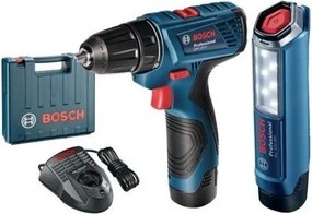 Bosch AKU vrtací šroubovák GSR 120-LI + svítilna GLI 120Li 06019G8004