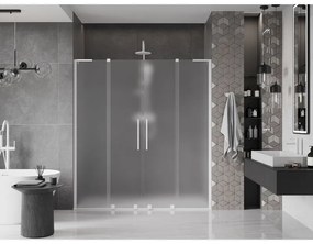 Mexen Velar L Duo, posuvné sprchové dveře do otvoru 180 cm, 8mm sklo námraza, bílá matná, 871-180-003-32-20