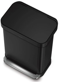 Pedálový odpadkový koš Simplehuman – 55 l, matná černá ocel, kapsa na sáčky