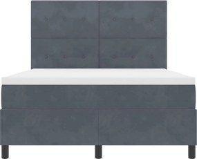 Postel s boxspringem s čelo Tmavě šedá 140 x 200 cm samet 3339837