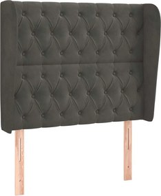 Čelo postele typu ušák tmavě šedé 103x23x118/128 cm samet 3118335
