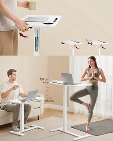 Výškově nastavitelný odkládací stolek Vasagle Elev 80 cm bílý