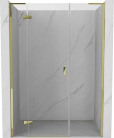 Mexen Mist-H L, 1-křídlé sprchové dveře levé 125 cm, čiré sklo, zlatý lesklý profil, 8A5L-125-001-50-00-L
