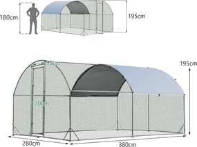 Costway Zimovzdorný galvanizovaný kovový kurník s uzamykatelnými dveřmi