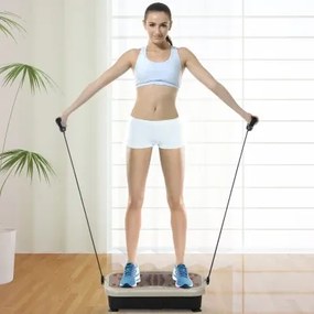 HOMCOM Vibrační deska Vibrační trenažér Vibrační zařízení Fitness trenažér LED displej USB reproduktor Tréninkové pásky Dálkové ovládání