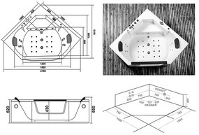 BPS-koupelny Hydromasážní vana HYD-VE643 155x155 bez ohřevu vody