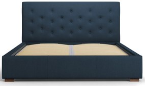 Modrá látková postel MICADONI SERI 140 x 200 cm