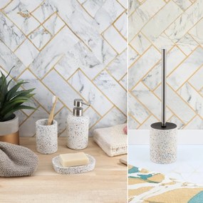 Sada koupelnových doplňků Terrazzo, kombinace barev/s prvky v barvě nerezu