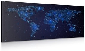 Obraz mapa světa s noční oblohou - 100x50 cm