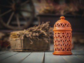 Keramika Vanya Aromalampa KVĚT ŽIVOTA  - korálová