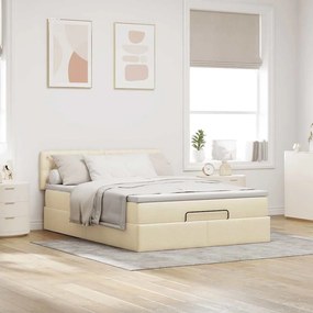 Osmanský postel s matrací krémově 140x200 cm textil 3311551