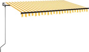 Automatická markýza LED a senzor větru 400x350 cm žlutobílá 3069193