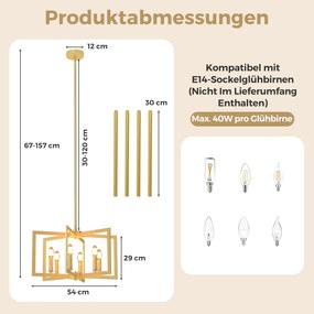 Costway 6-plamenný lustr stropní svítidlo průmyslové závěsné