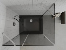 Mexen Roma, sprchový kout s 1-křídlými dveřmi 90 (dveře) x 120 (stěna) cm, 6mm šedé sklo, chromový profil, slim sprchová vanička 5cm černá, 854-090-100-01-40-4070