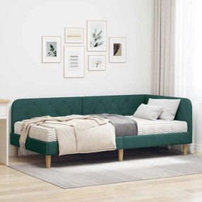 Rohový rám postele Tmavě zelená 90 x 190 cm textil 3394113