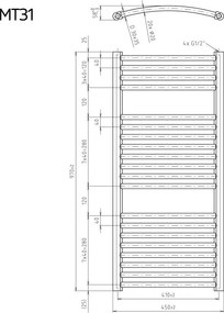 Mereo Mereo, Otopný žebřík oblý, bílý, MT31